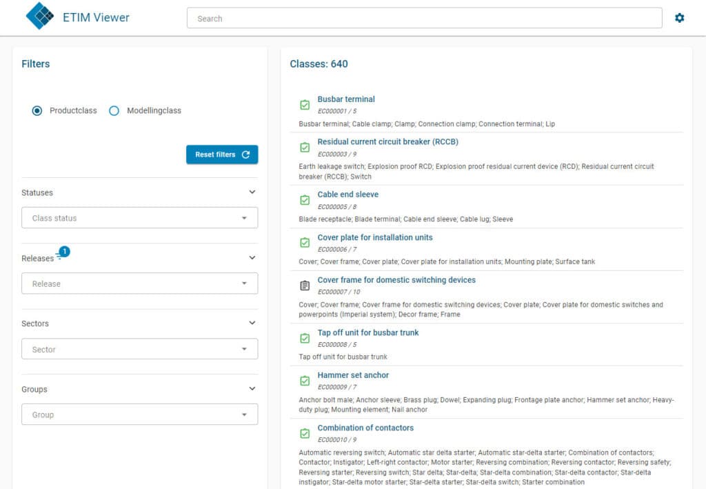 International classification standard - ETIM International